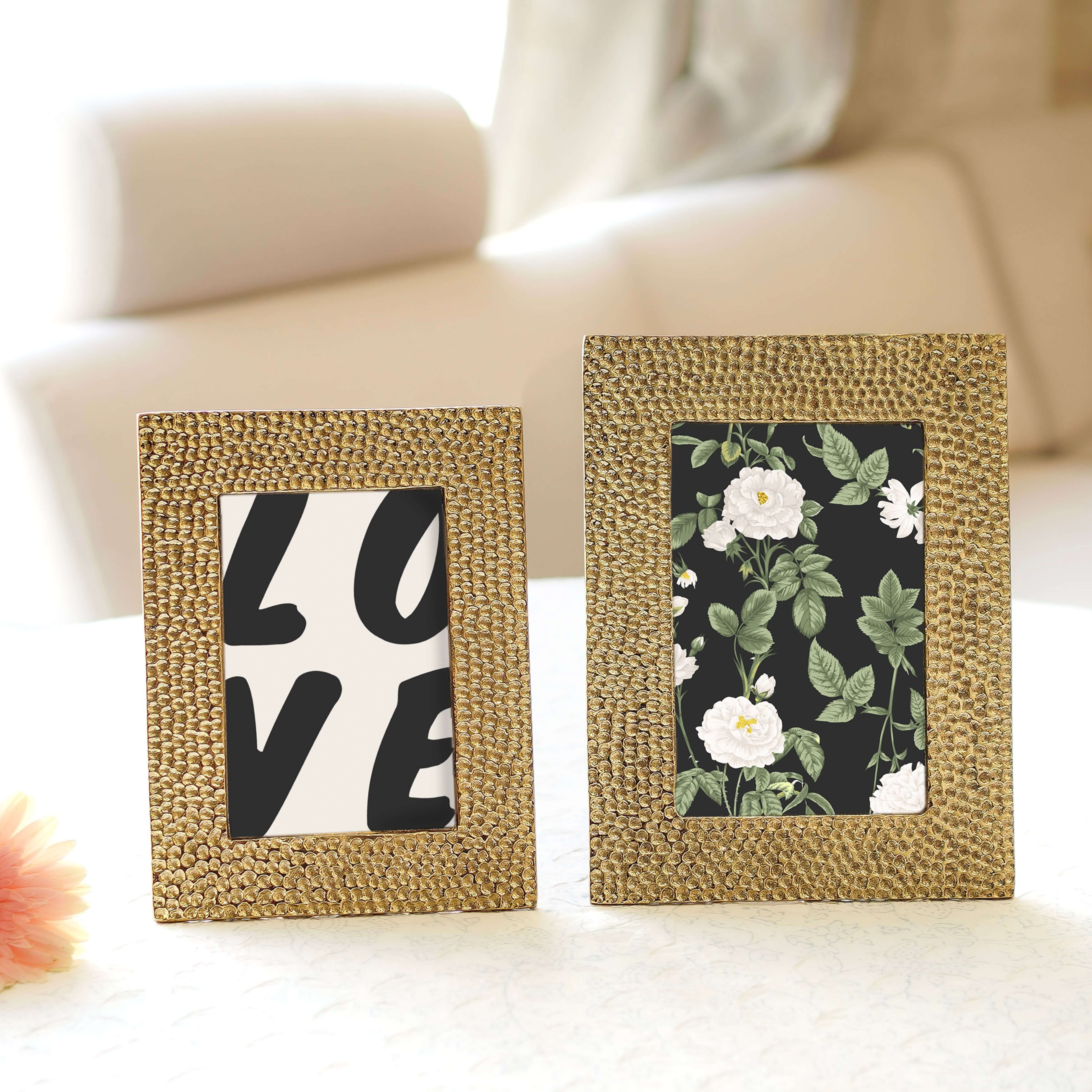 Hammered Photo Frame, Gold, Set of 2