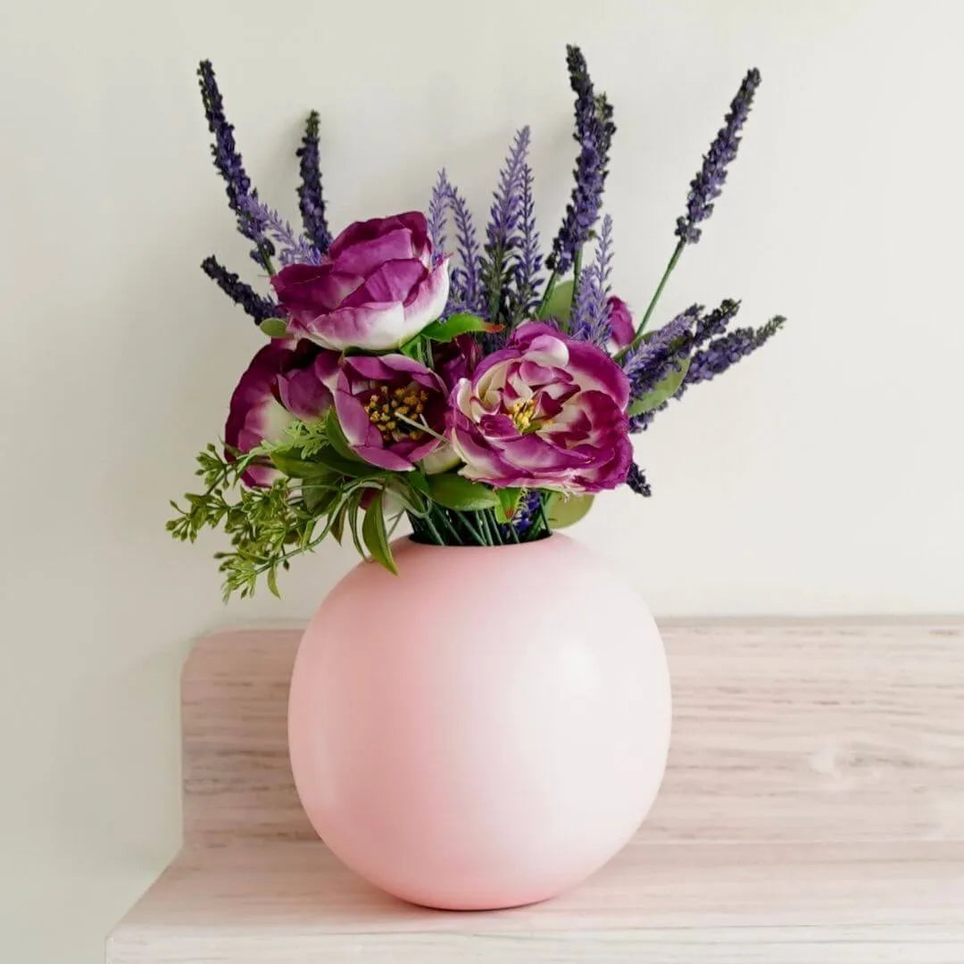 Metal Ball Flower Vase, Pink - Large
