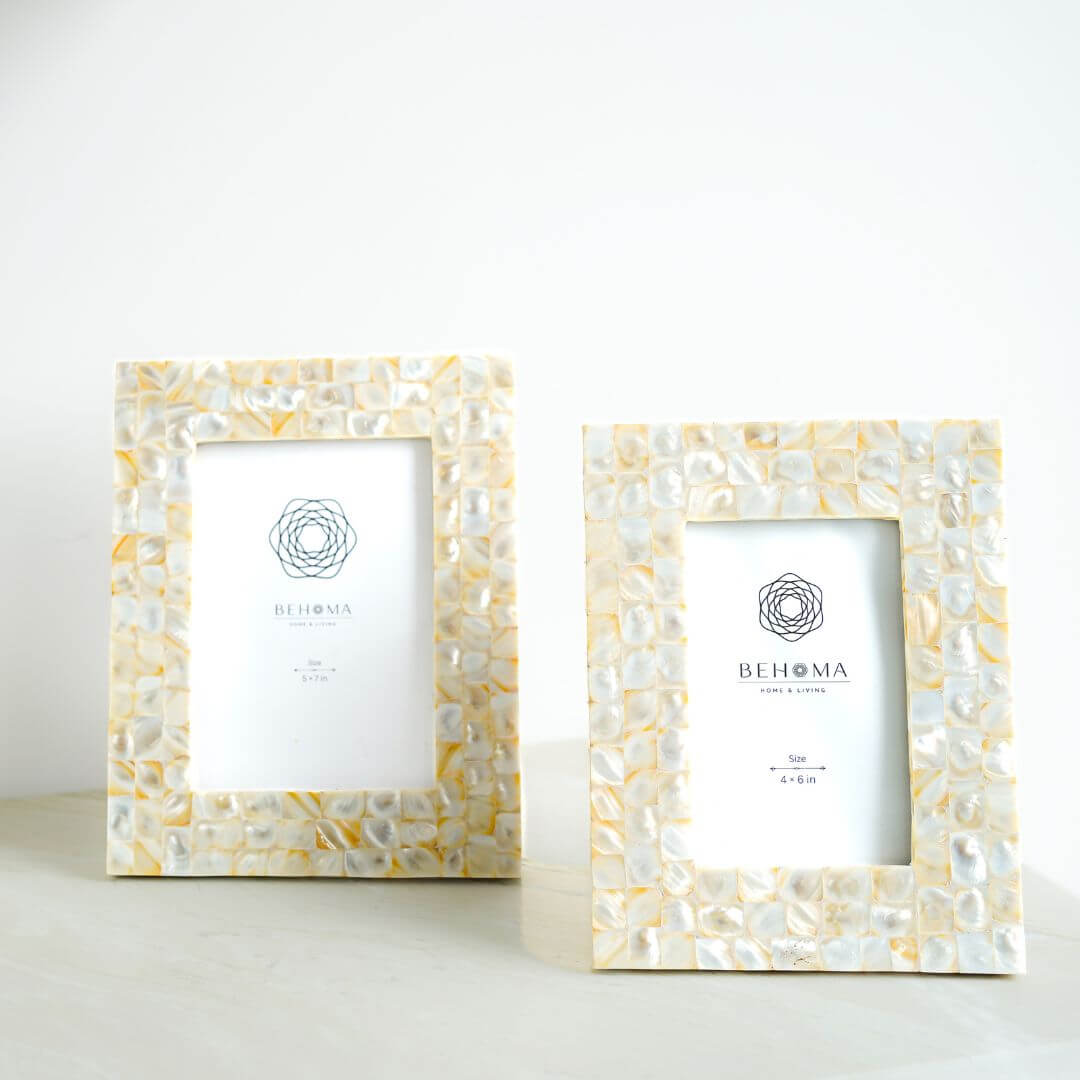 Elegant Pearl Photo Frame - Set of 2 (4x6 and 5x7)