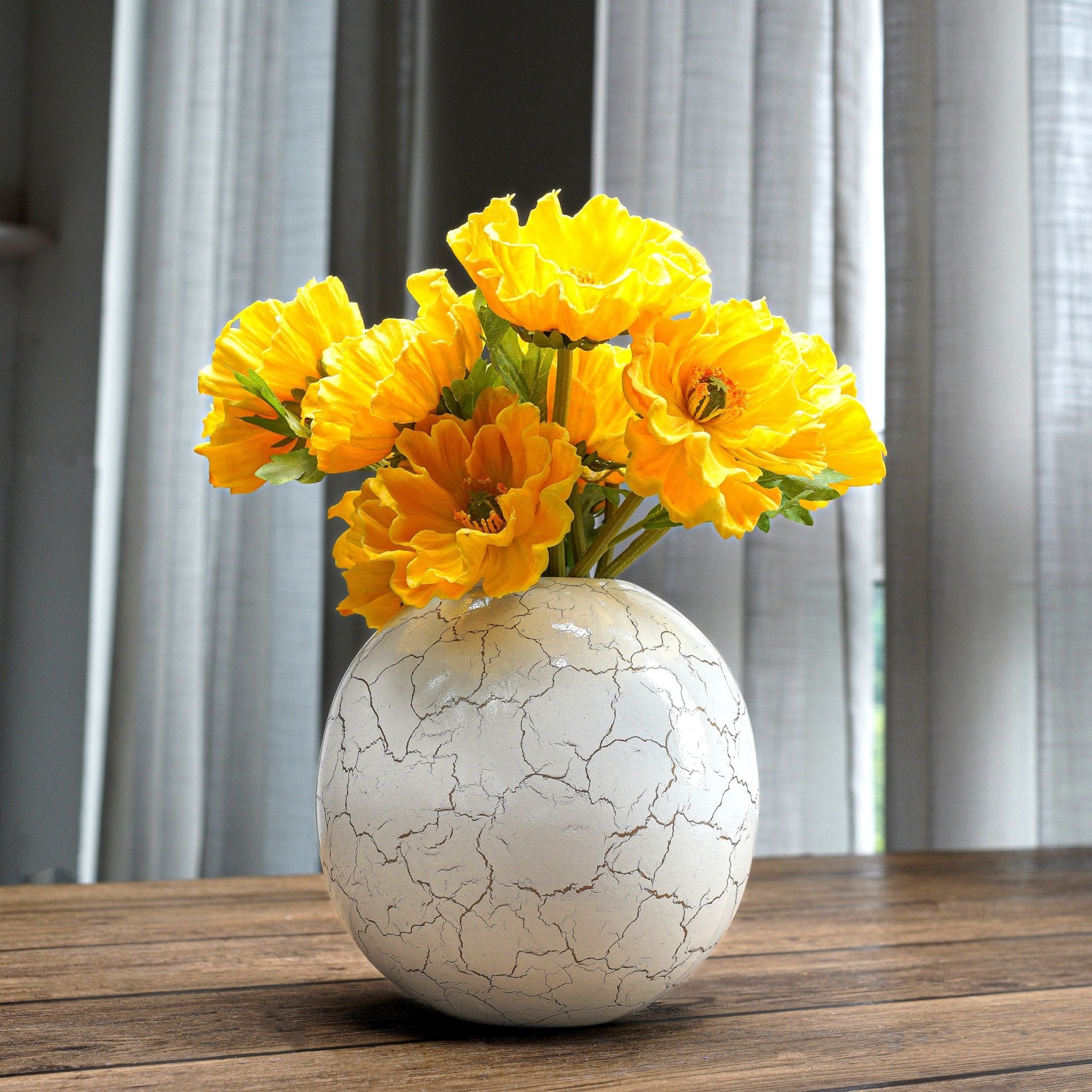 Metal Ball Flower Vase Large | White